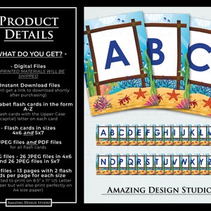 Under the Sea Fish Alphabet Flash Cards Printable ABC Flash - Etsy