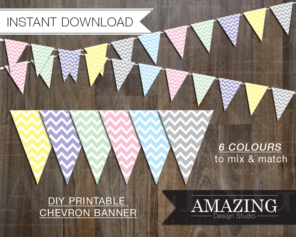 Chevron Stripe Banner: DIY Printable Instant Download. - Etsy
