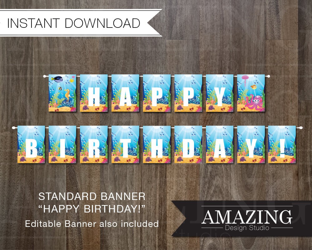 Under the Sea Birthday Invitation: Editable Party Printable Kit ...