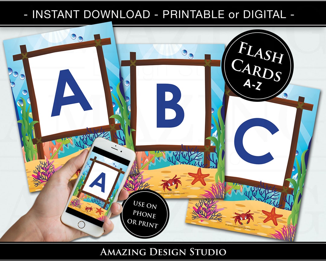 Under the Sea Fish Alphabet Flash Cards Printable ABC Flash Cards A to ...