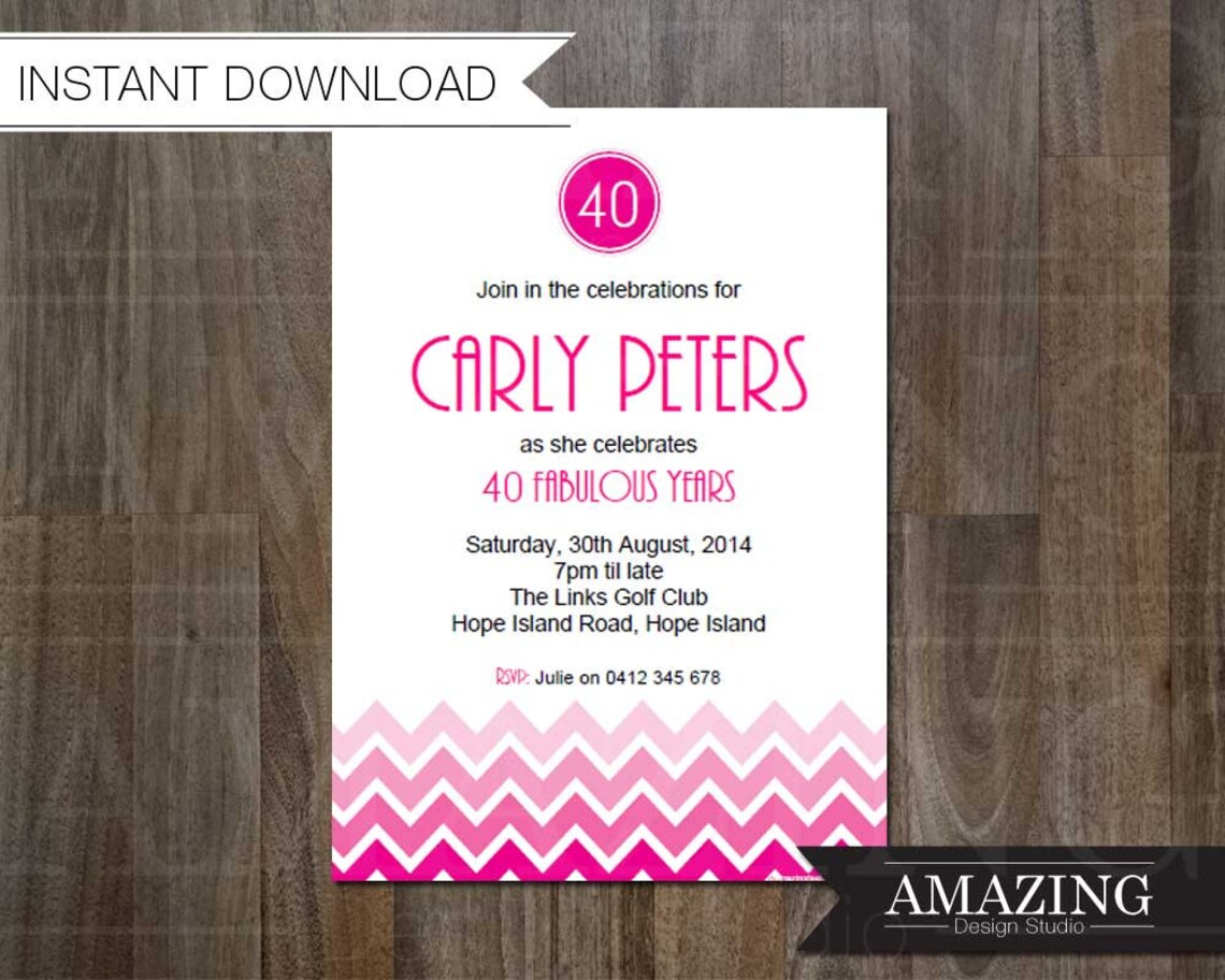 PINK OMBRE CHEVRON Editable Party Printable Kit Instant - Etsy Canada
