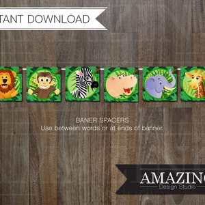 Jungle Birthday Banner: Happy Birthday & DIY Editable Printable Instant ...