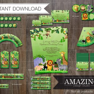 Jungle Birthday Party Invitation Kit: Instant Download Editable ...