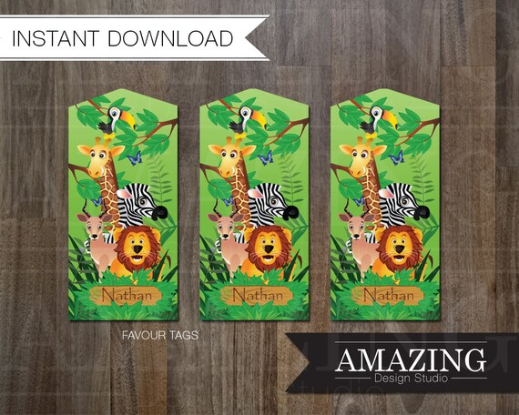 Jungle Gift Favor Tags: DIY Printable Instant Download. | Etsy