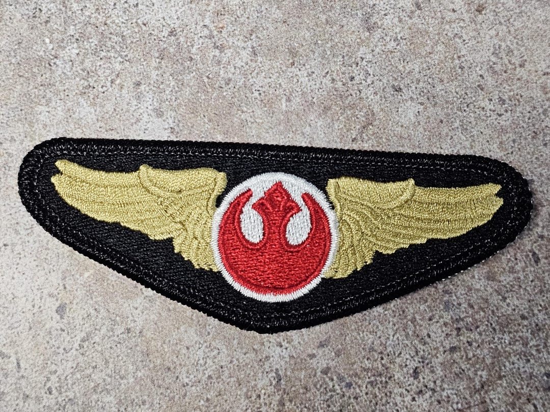 Red Squadron Rebel Fighter Pilot Flight Wings Aviator Badge Embroidered ...