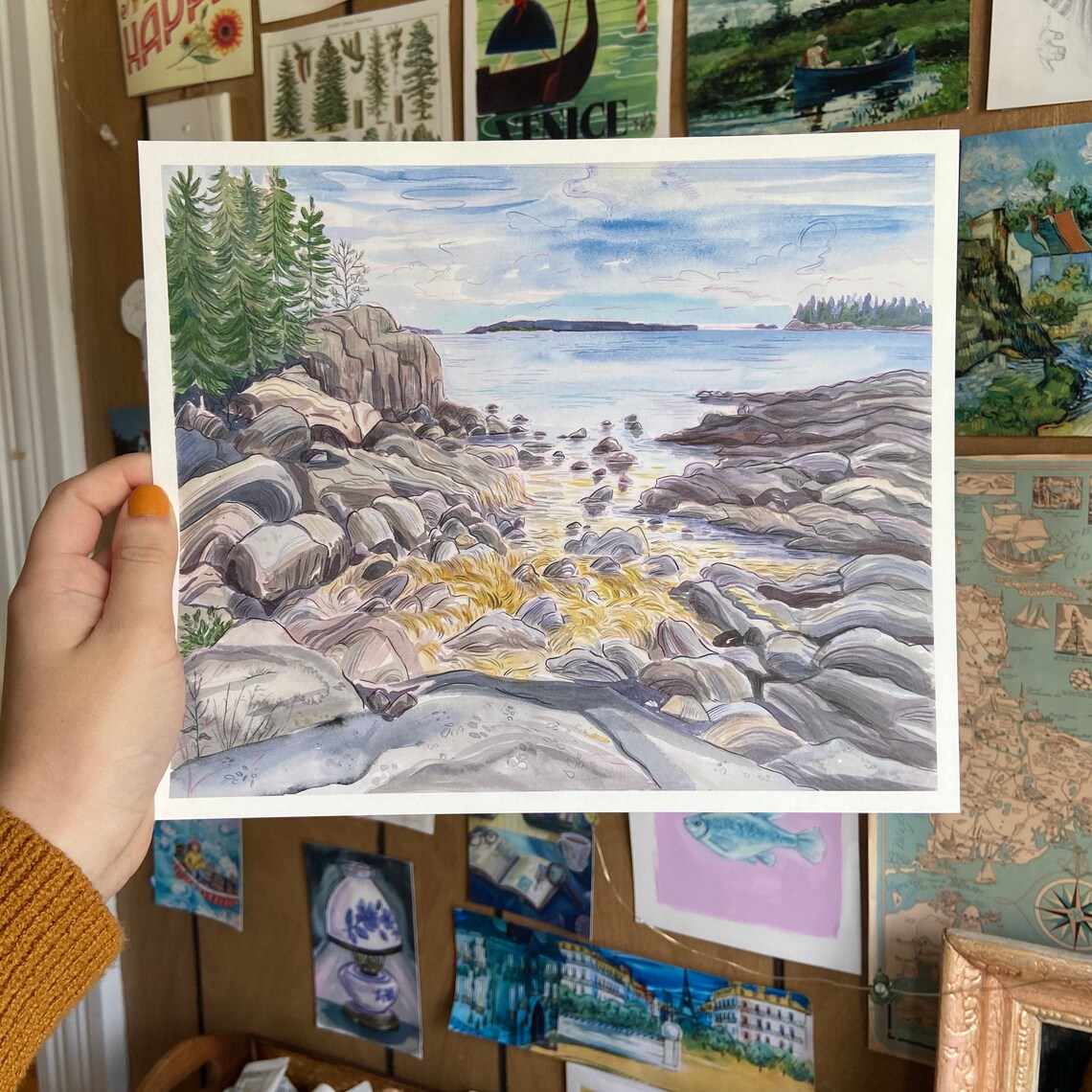 Haystack Rocks Deer Isle Maine 10.2 by 8.5 Matte Artist - Etsy