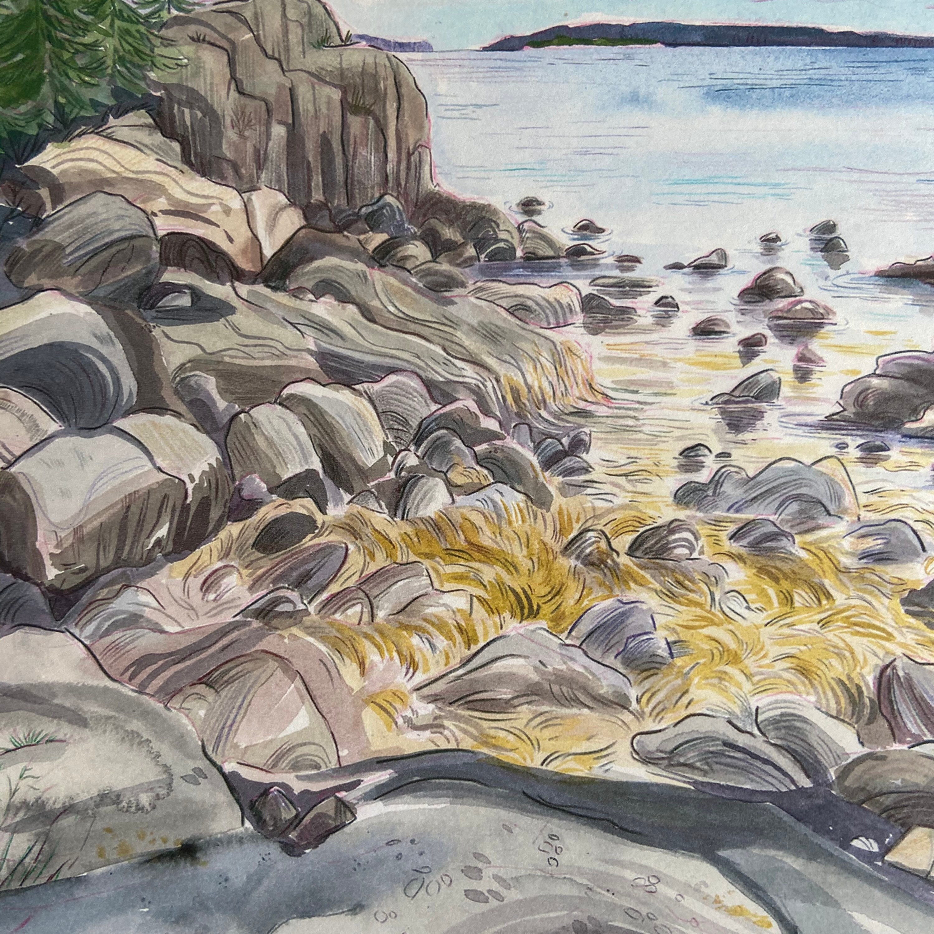 Haystack Rocks Deer Isle Maine 10.2 by 8.5 Matte Artist | Etsy