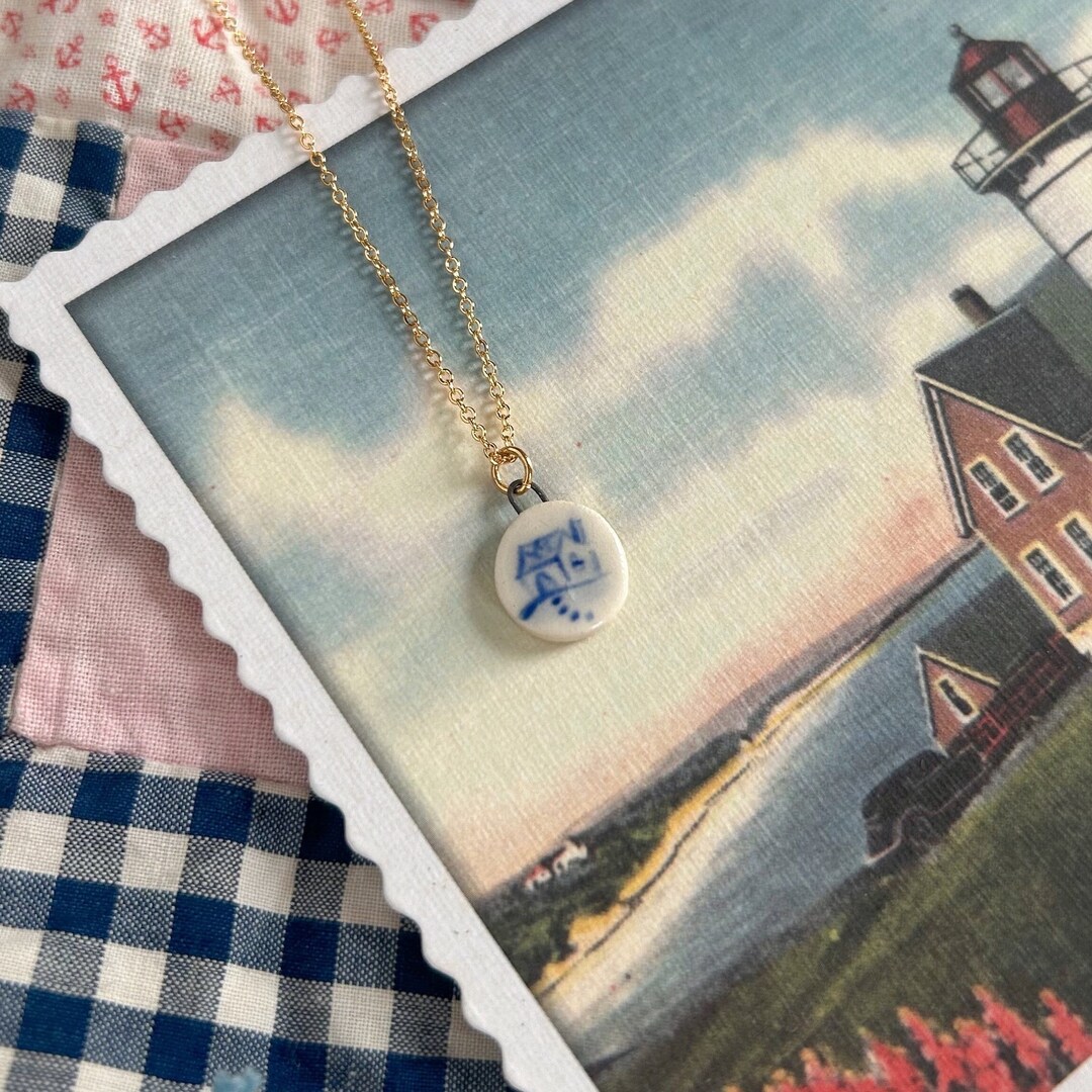 Little Cottage Dainty Ceramic Pendant - Etsy