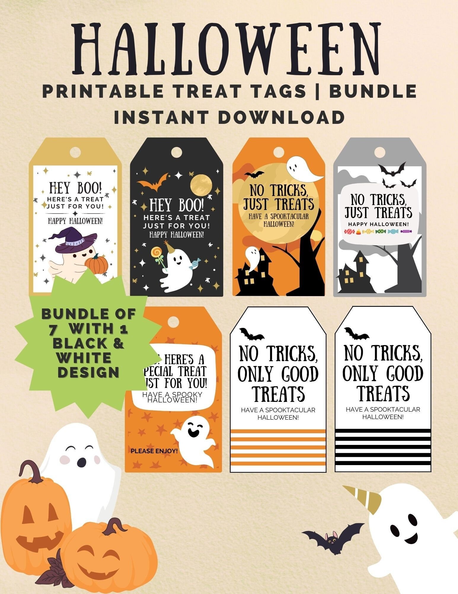 Printable Halloween Favor Tags Gift Tags Halloween Treats - Etsy