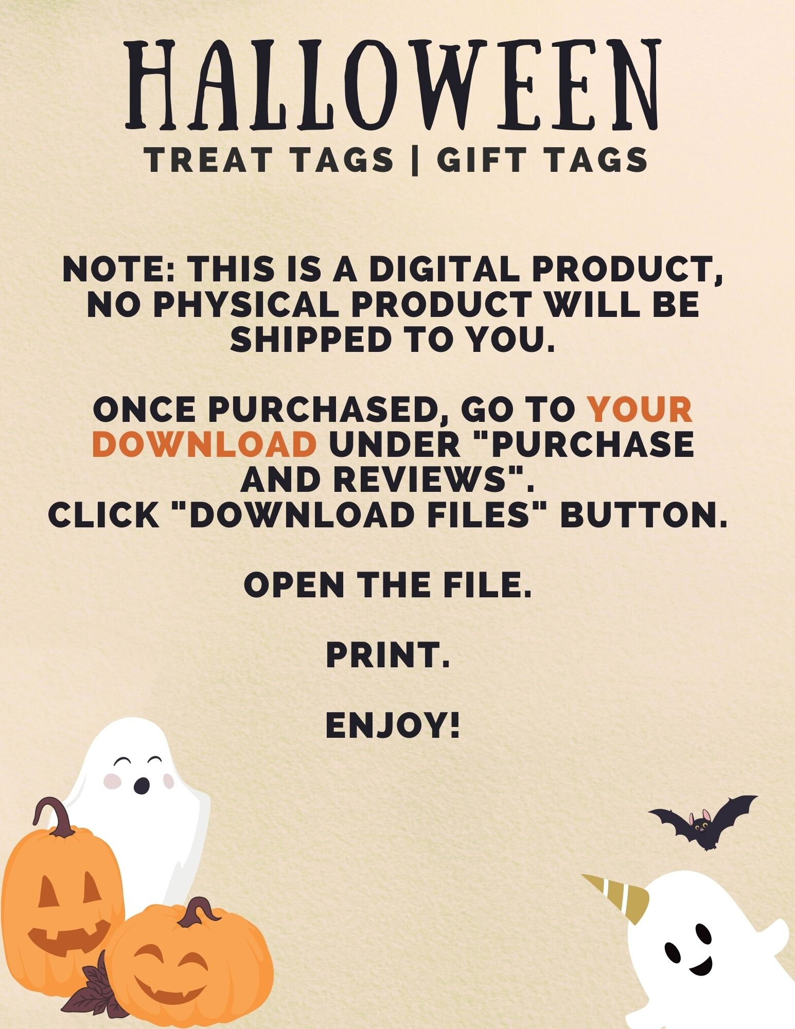 Printable Halloween Favor Tags Gift Tags Halloween Treats Digital ...