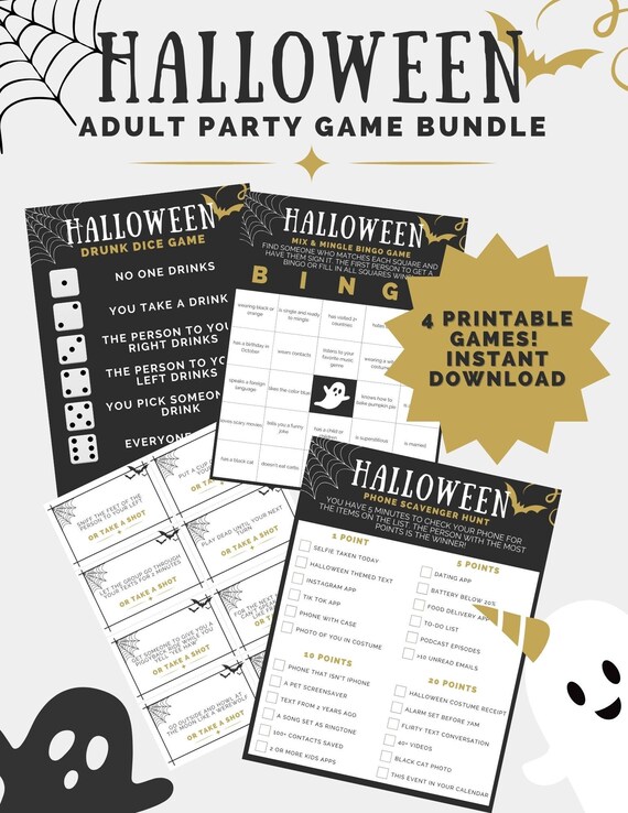 Adult Halloween Party Game Bundle Instant Download - Etsy