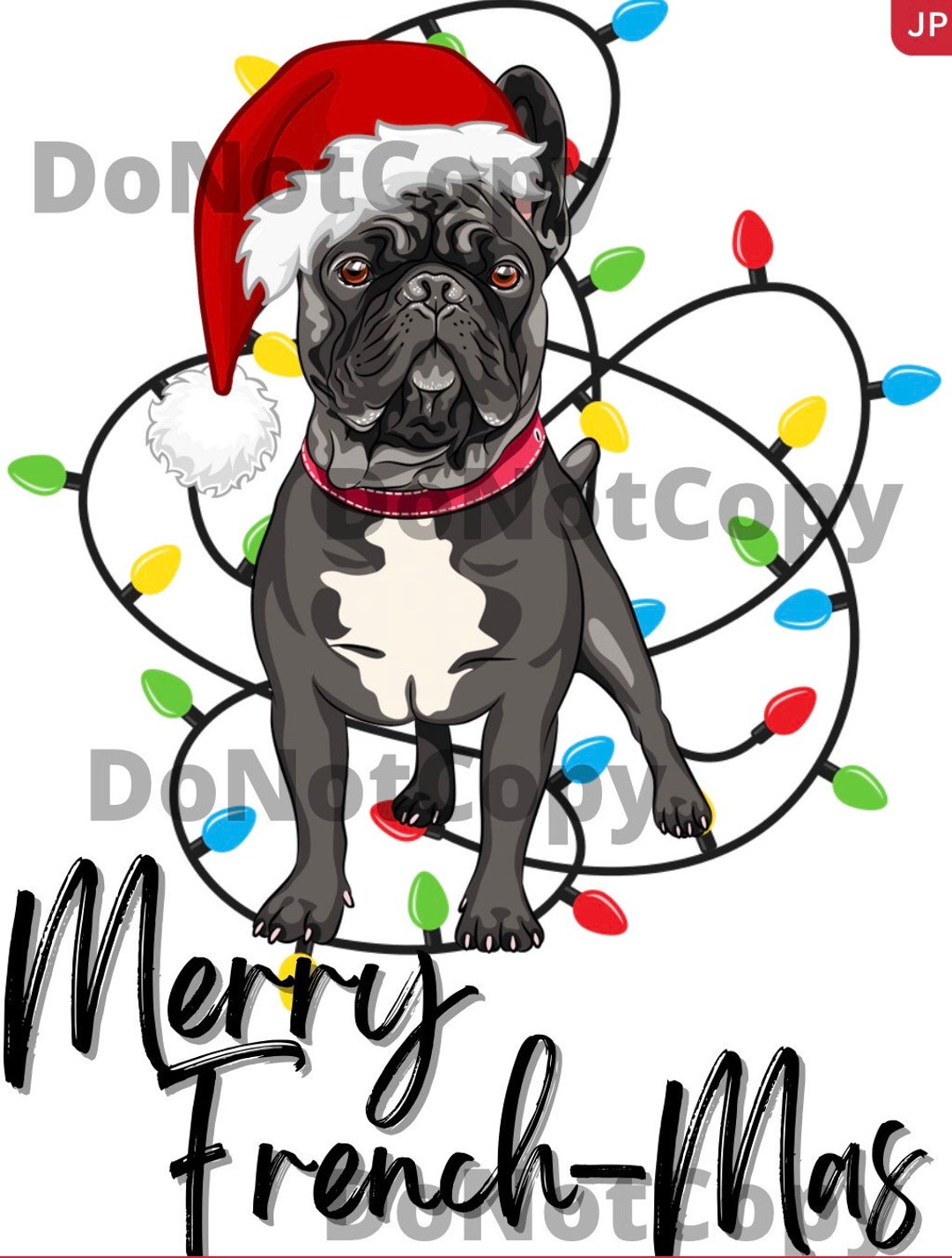 Merry French-mas Christmas PNG. Frenchie Christmas Design. - Etsy