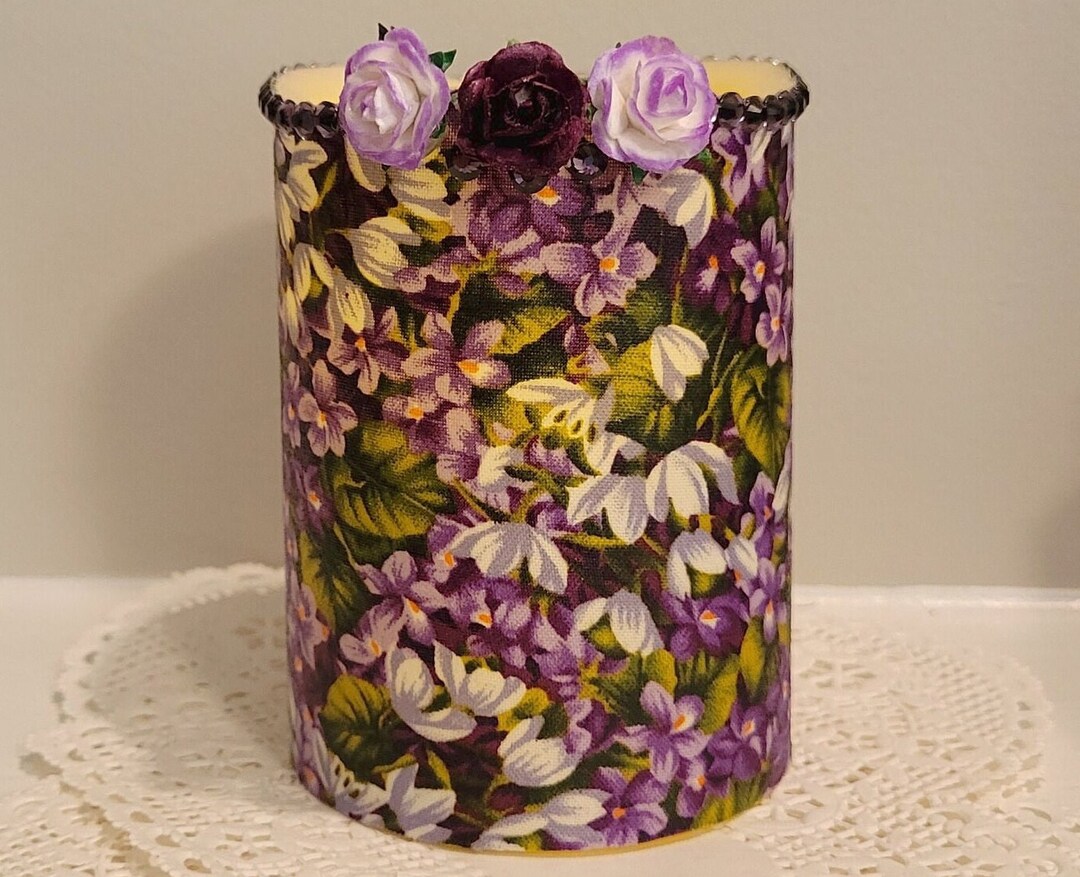 LED Candle With Beautiful Flowers in the Prettiest of Lilacs - Etsy