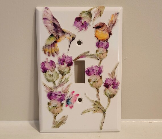 Light Switch Plate With A Hummingbird Songbird and - Etsy