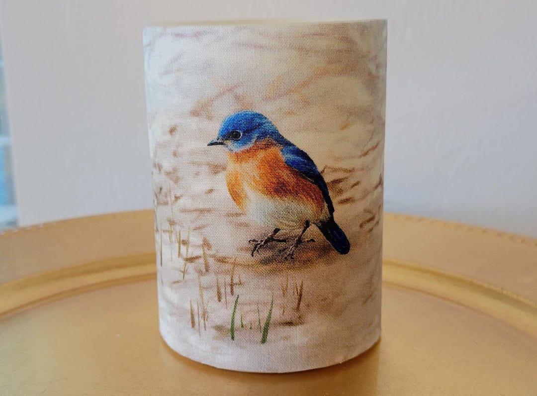 LED Pillar Candle With A Bluebird - Etsy