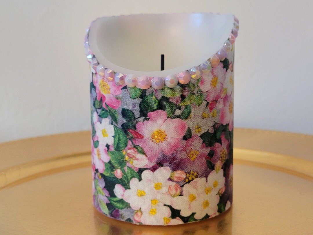Led Pillar Candle With Spring Flowers - Etsy
