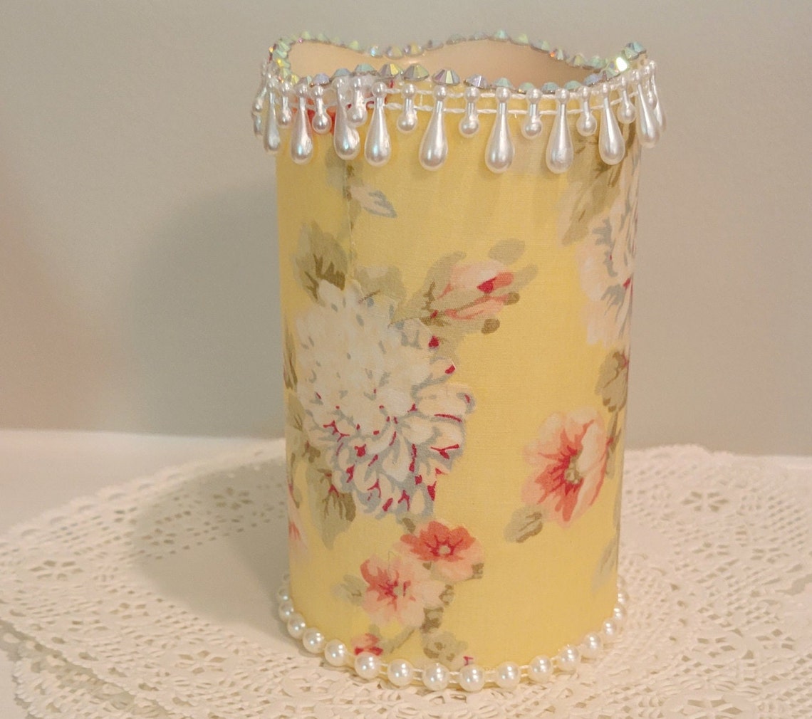 Shabby Chic LED Candle With Beautiful Roses Pearls and - Etsy