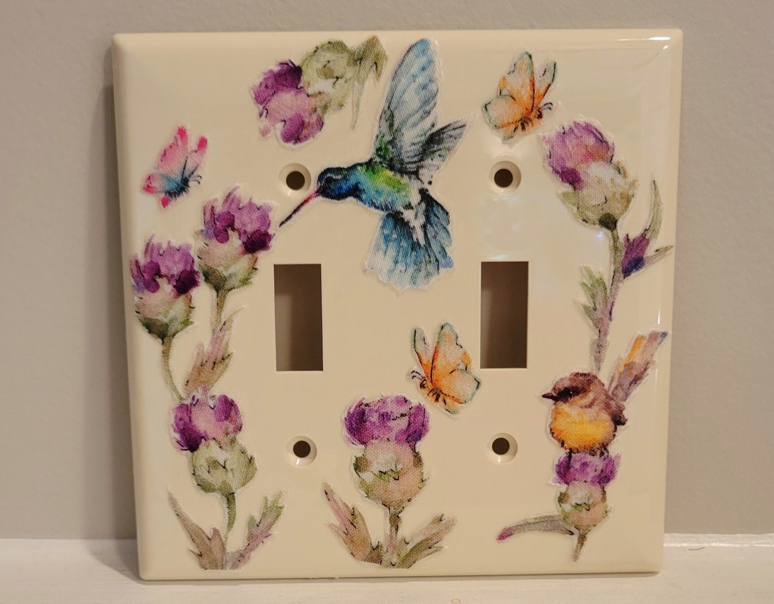 Light Switch Plate With A Hummingbird Songbird and - Etsy