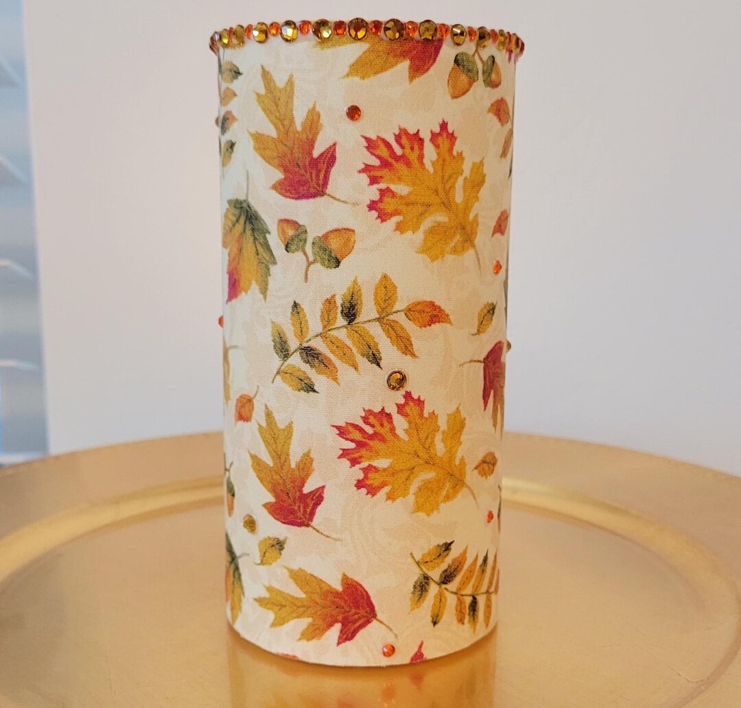 LED Pillar Candle With Fall Leaves and Acorns - Etsy