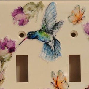Light Switch Plate With A Hummingbird, Songbird and Butterflies on the ...