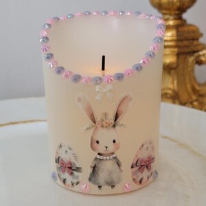 Led Pillar Candle With an Adorable Bunny and Her Easter Eggs - Etsy