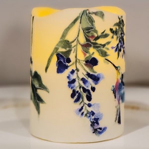 LED Candle With Hummingbirds on Wisteria - Etsy