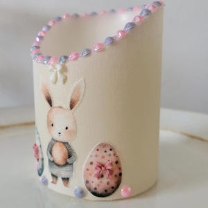 Led Pillar Candle With an Adorable Bunny and His Easter Eggs - Etsy