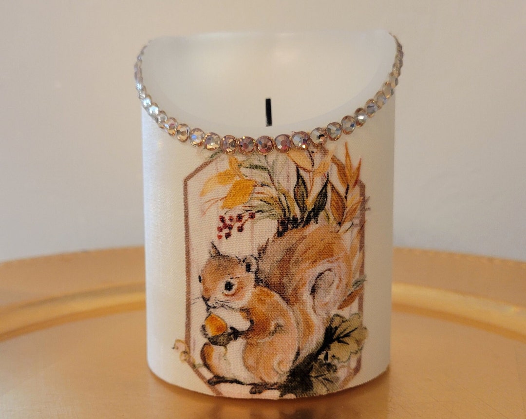 LED Pillar Candle With Two Squirrels - Etsy