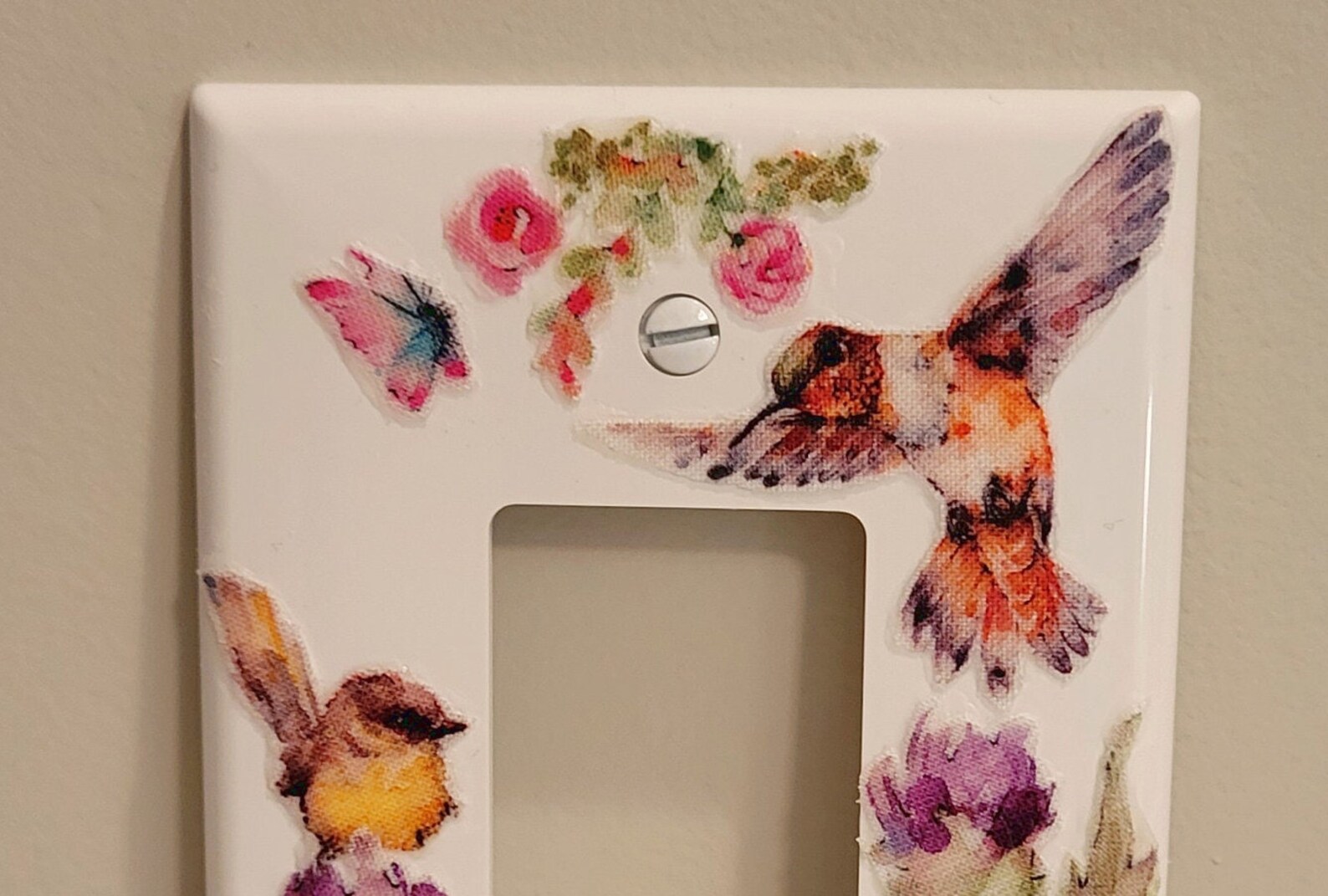 Light Switch Plate With A Hummingbird Songbird Thistle and - Etsy