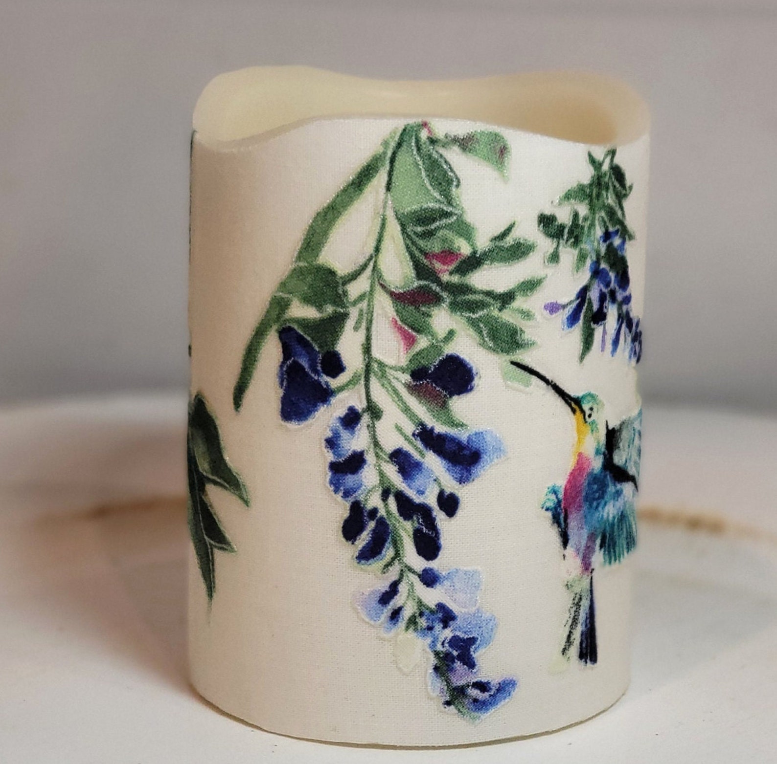 LED Candle With Hummingbirds on Wisteria - Etsy