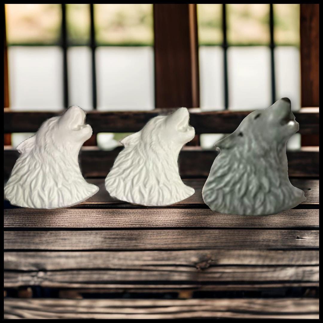3 Ready to Paint Plaster, Howling Wolf, Ornaments, Kid Crafts, Arts ...