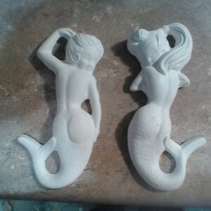 Ready to Paint Chalkware Mermaids Wall Décor Nautical | Etsy