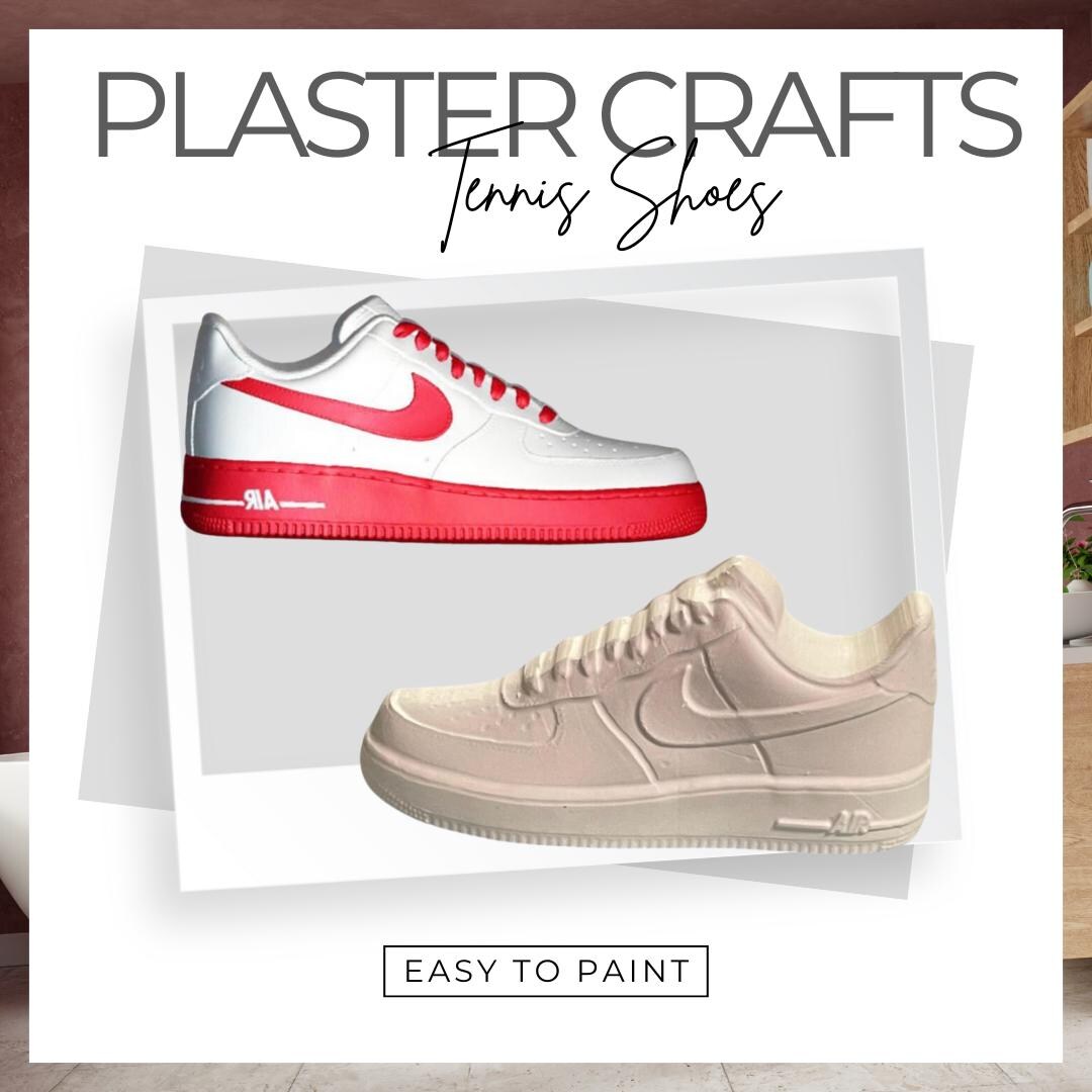2 Shoe Ornament, Ready to Paint Plaster, Sneaker, Tennis Shoe, Plaster ...