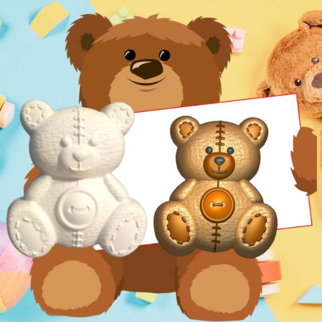 Ready to Paint, Teddy Button Bear, Stitched Bear, Plastercraft, DIY ...