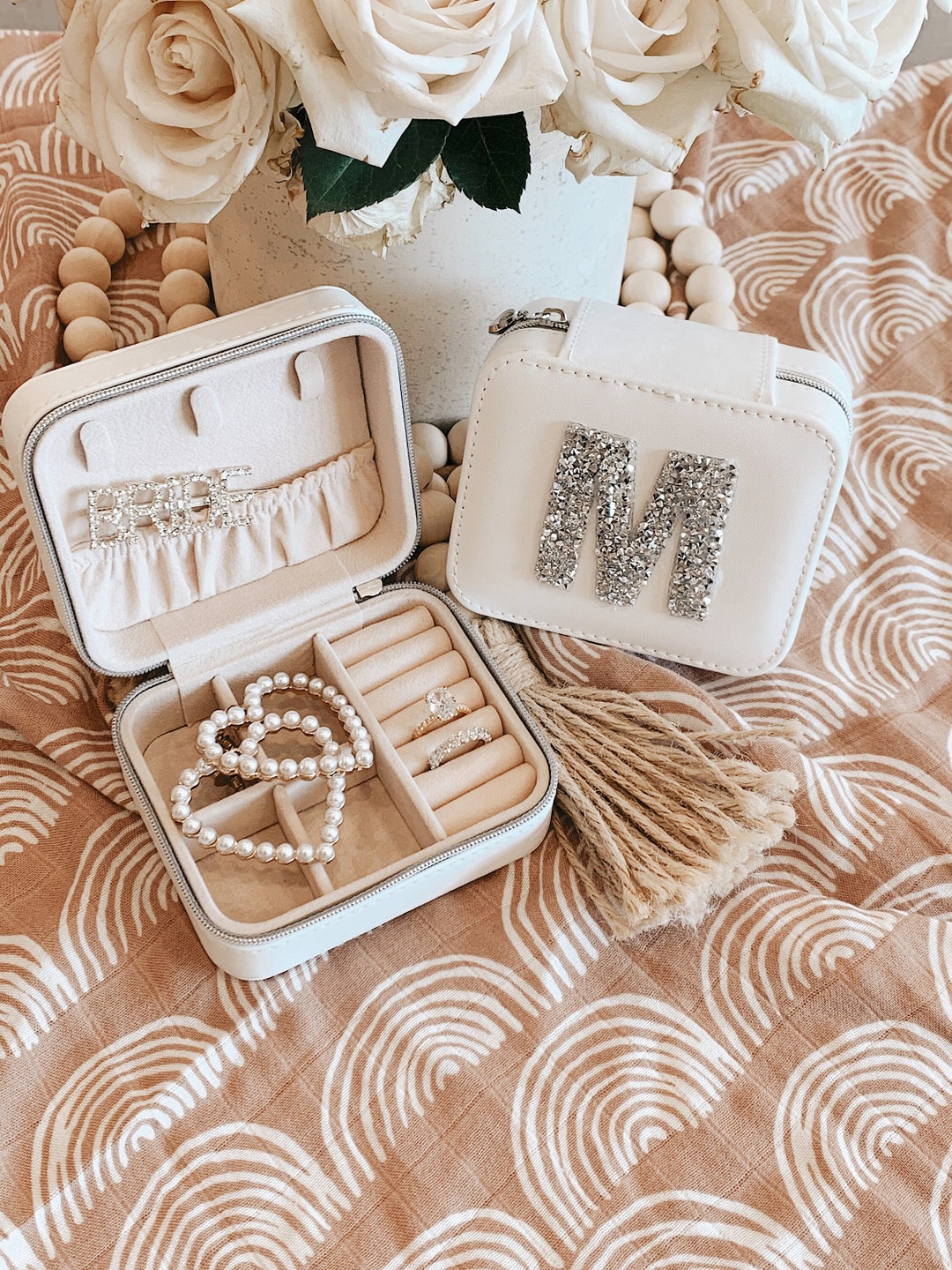 Monogram Jewelry Box Personalized, Gift Jewelry Case, Travel Jewelry ...