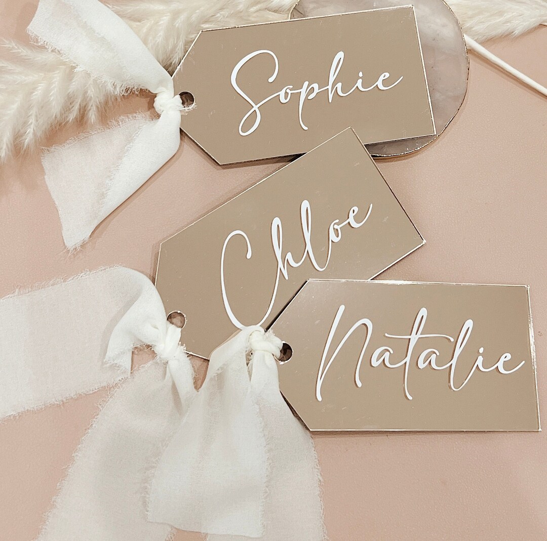 Wedding Place Cards, Rose Gold Wedding, Wedding Name Cards, Mirrored ...