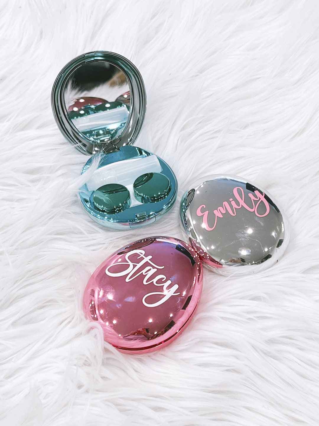 Handmade Lens Case, Travel Name Lens Box Kit With Mirror, Cute Lens ...