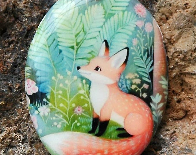 Fox Polymer Clay and Resin Image Transfer Cabochon - Cabochon for Bead ...