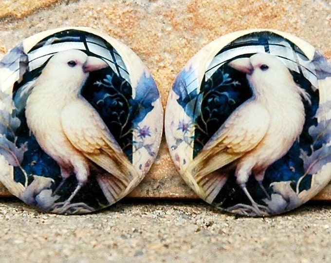 White Raven Cabochons for Earrings - Handmade Polymer Clay Earring ...