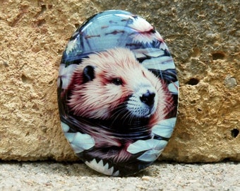 White Peacock Polymer Clay and Resin Image Transfer Cabochon Cabochon ...