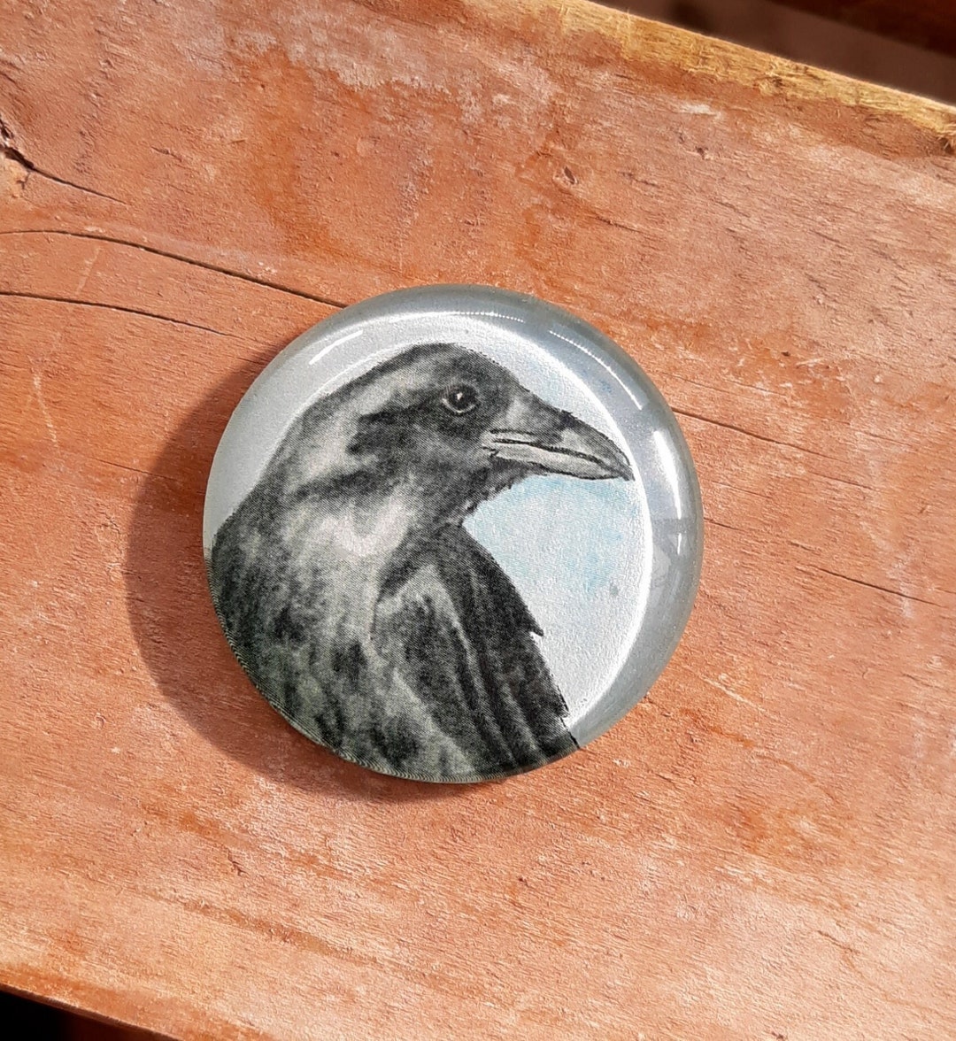 Raven Cabochon Bird Cabochon Black Bird Cabochon 38mm or 30mm Glass ...