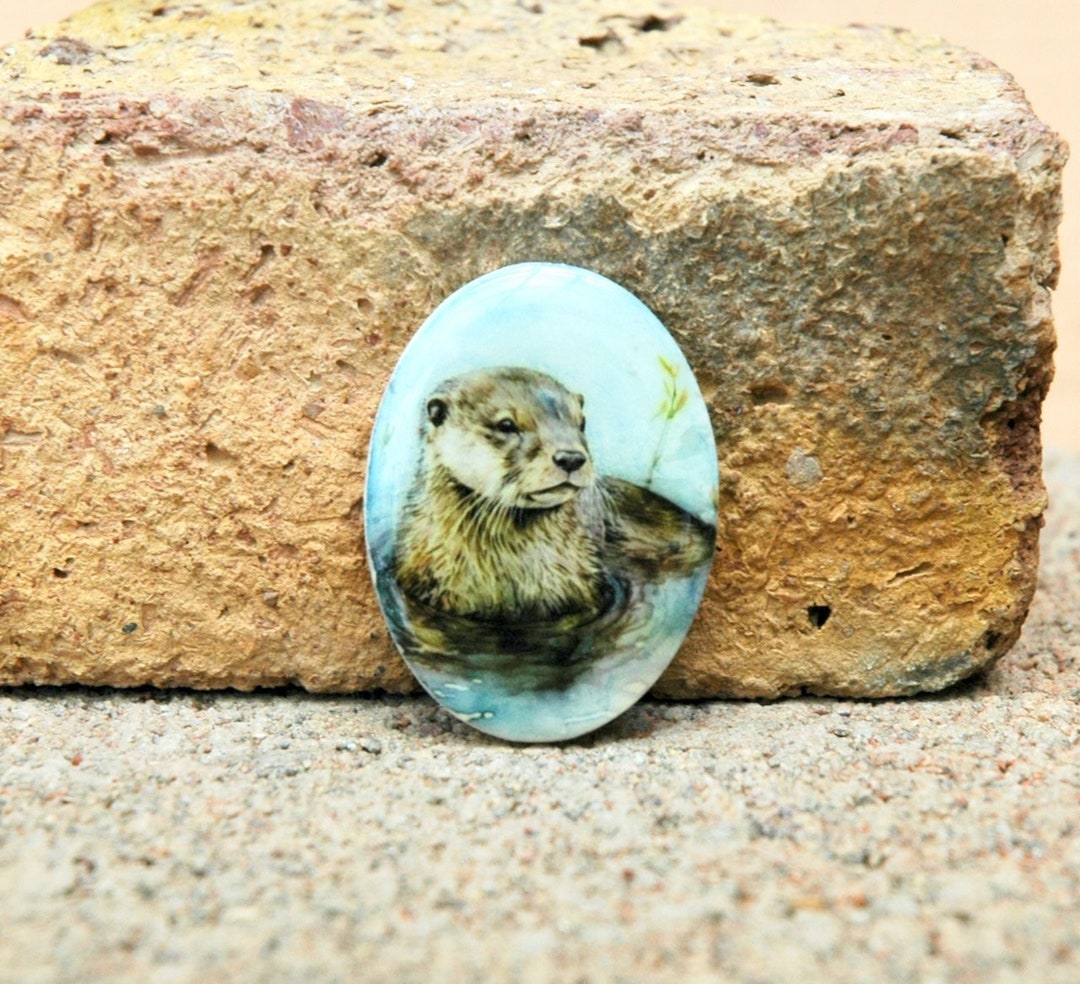 Otter Polymer Clay and Resin Image Transfer Cabochon Cabochon for Bead ...