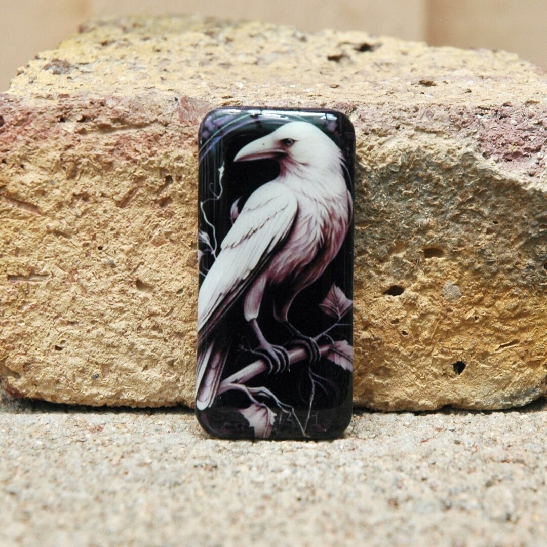 White Raven Cabochon Polymer Clay and Resin Cabochon for Bead ...