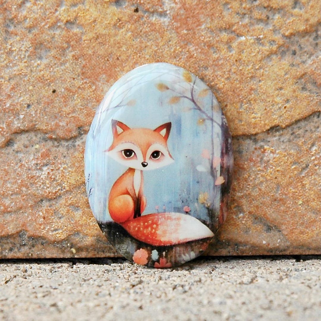 Fox Polymer Clay and Resin Image Transfer Cabochon - Cabochon for Bead ...