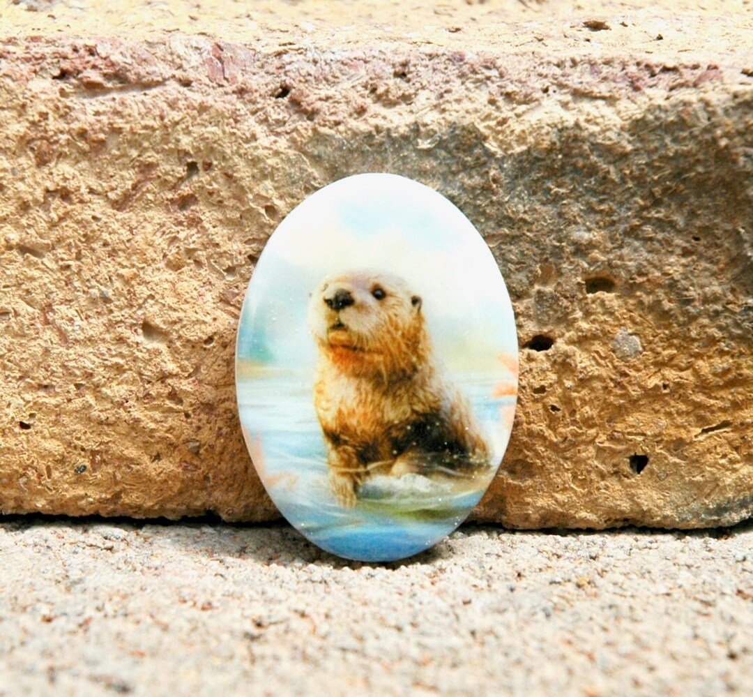 Otter Polymer Clay and Resin Image Transfer Cabochon - Etsy