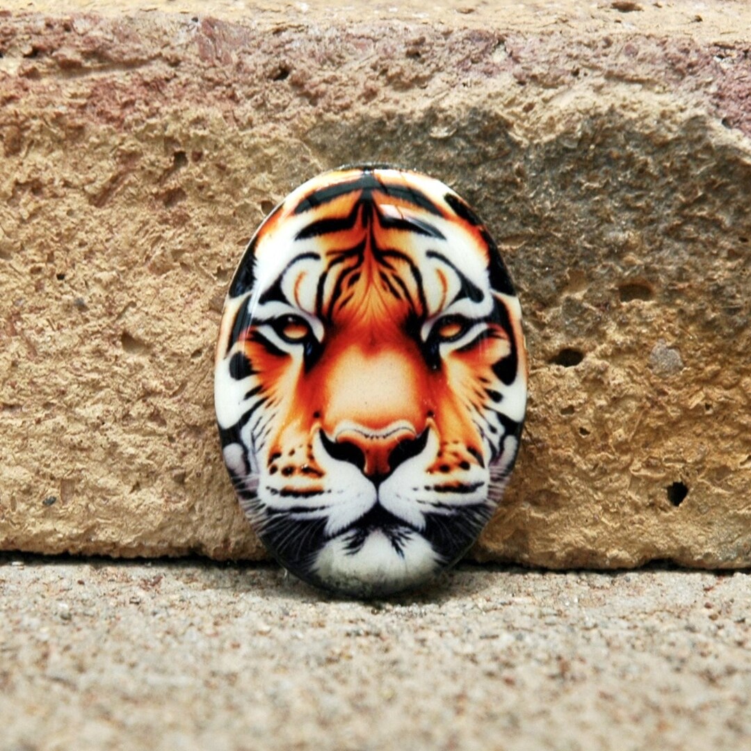 Tiger Polymer Clay and Resin Image Transfer Cabochon Cabochon for Bead ...