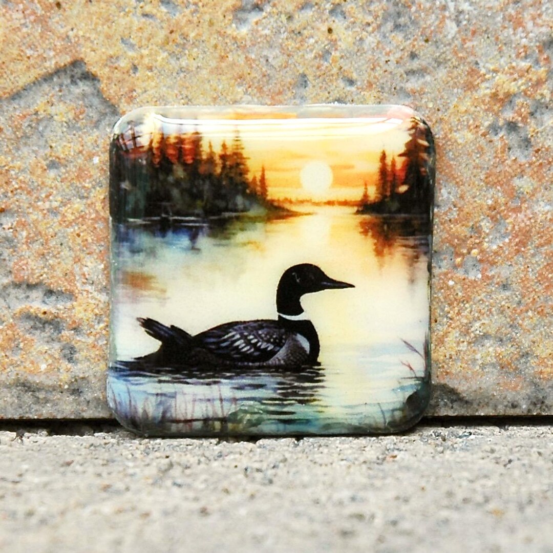 Loon Polymer Clay Cabochon - Image Transfer Cabochon - Polymer Clay and ...