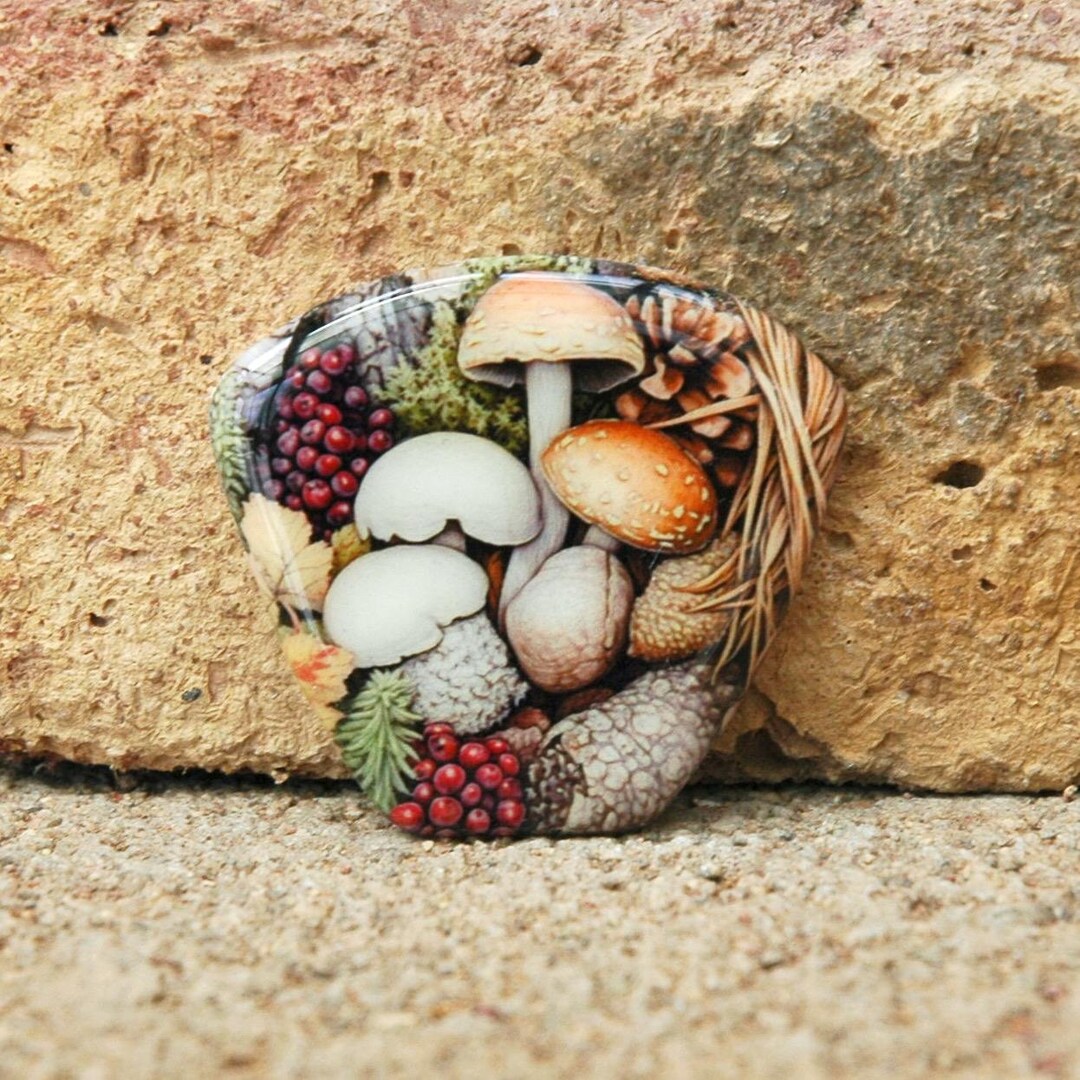 Toadstool and Berries Polymer Clay Cabochon - Image Transfer Cabochon ...