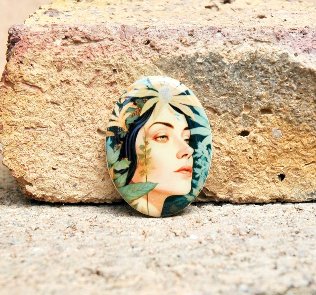 Jungle Lady Image Polymer Clay and Resin Image Transfer Cabochon ...