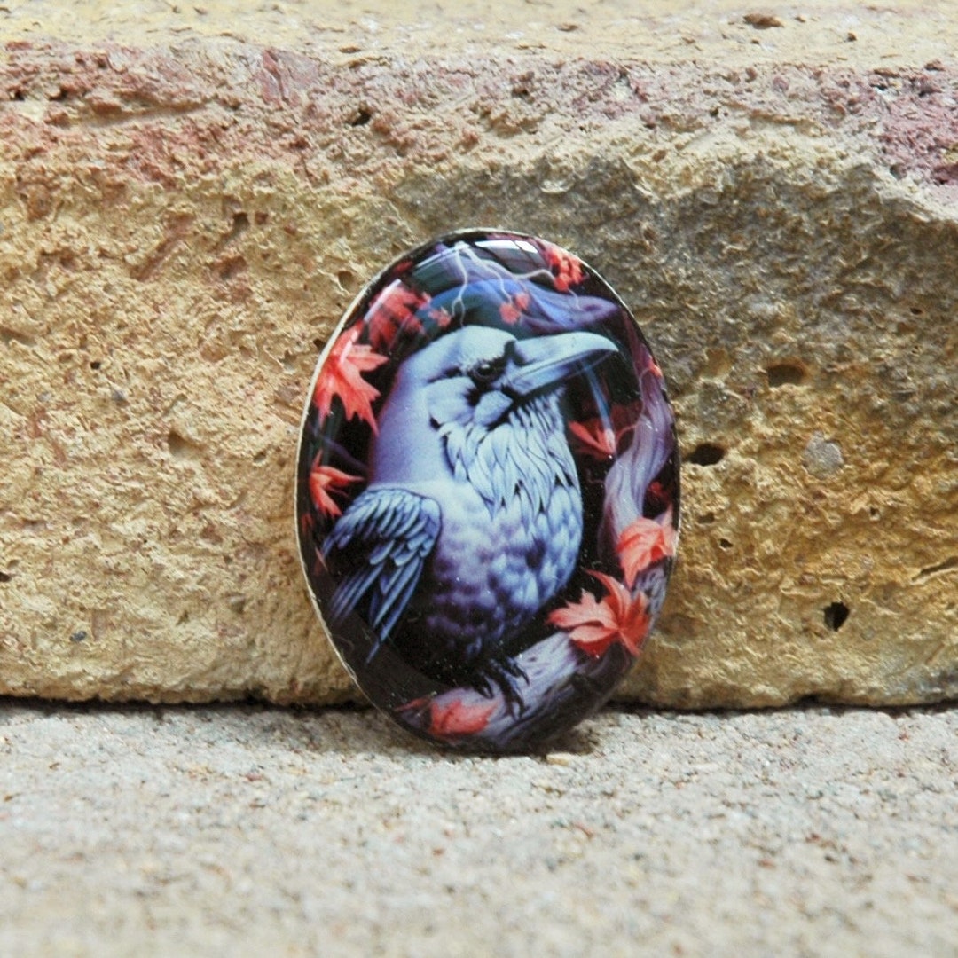 Crow Polymer Clay and Resin Image Transfer Cabochon Cabochon for Bead ...